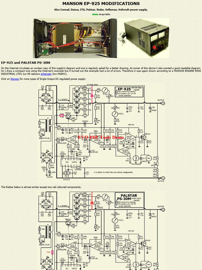 Adi Alimentator Manson Ep925 Schema | PDF | Rectifier | Power Supply
