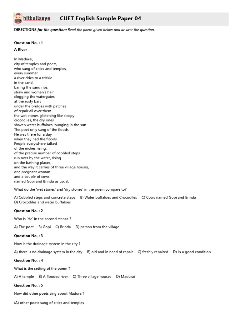 Cuet English Sample Paper | PDF | Cyberbullying | Bullying