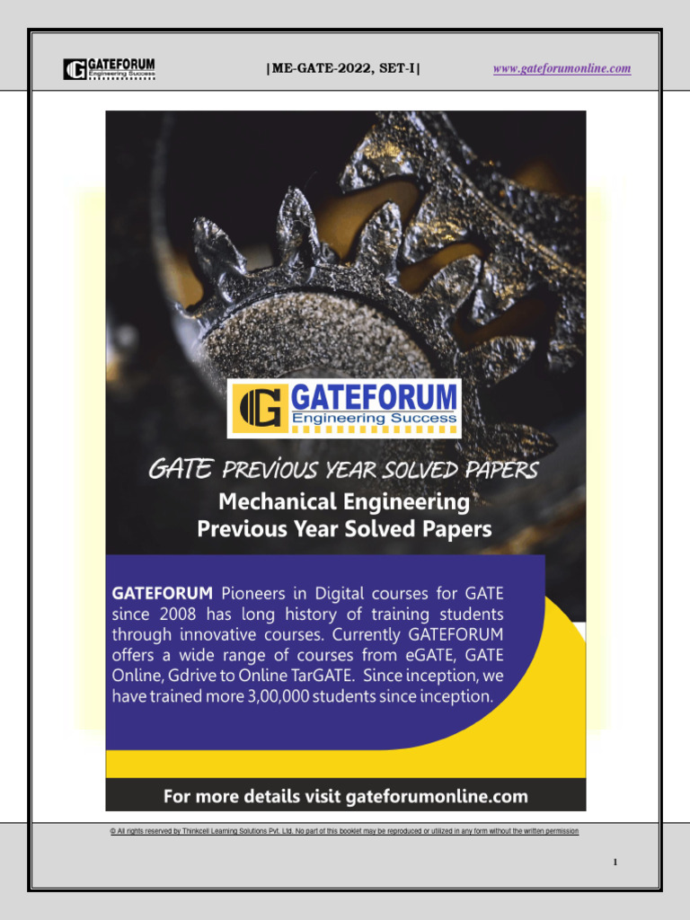 Me Gate 2022 Set I Final | PDF | Circle | Area