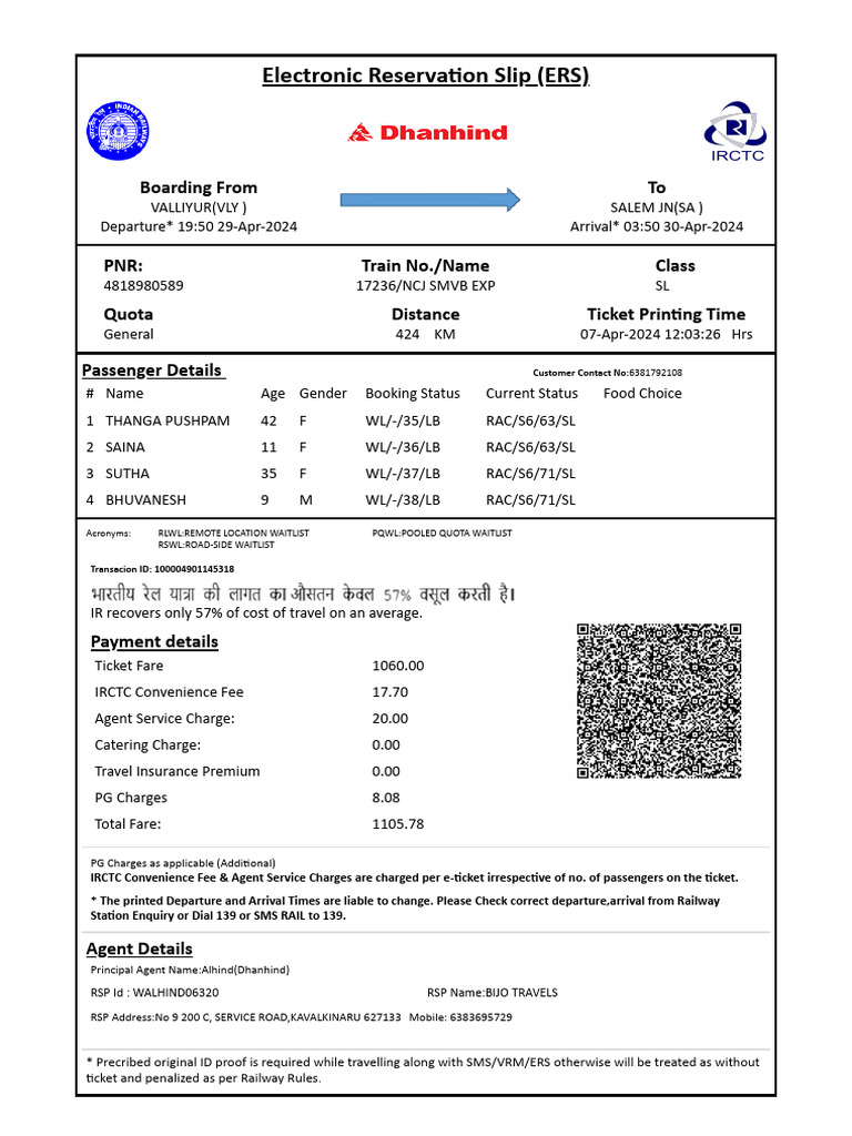 Train Ticket Confirmation for 2024 | PDF | Public Transport | Service ...