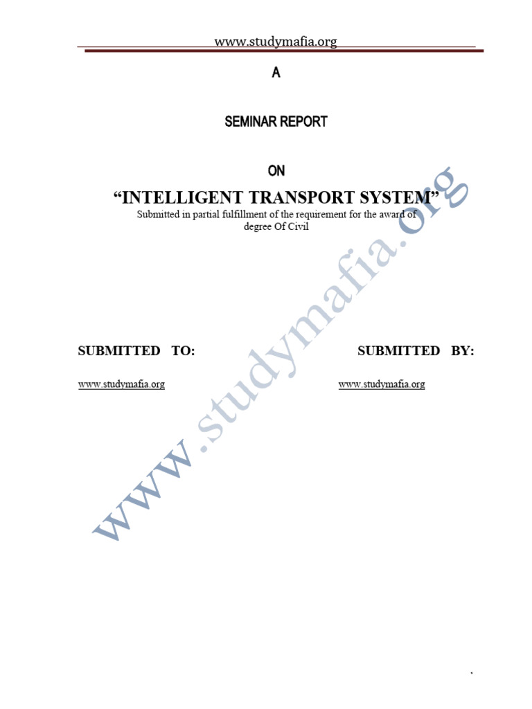 Civil Intelligent Transportation System Report ITS | PDF | Transport