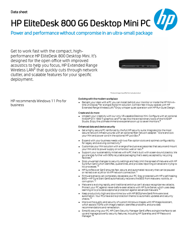 Elitedesk 800 g6 | Download Free PDF | Usb | Computer Architecture