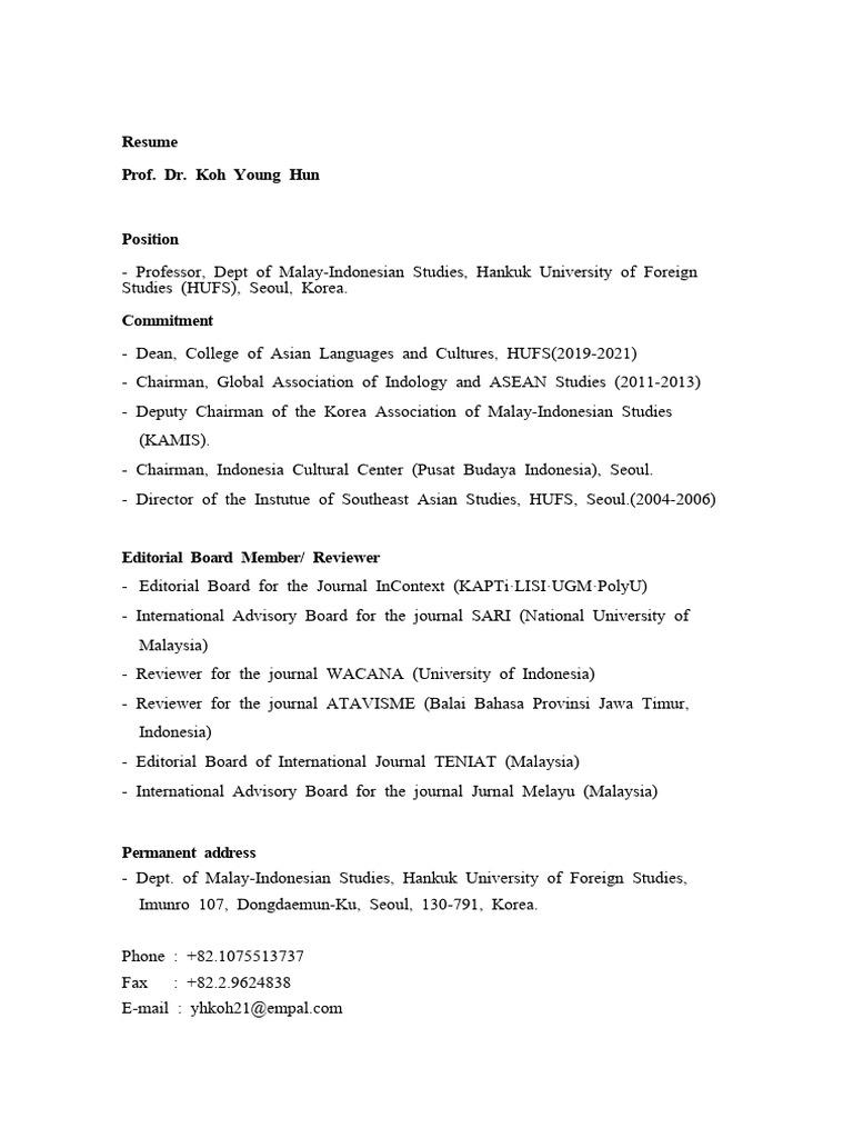 CV_Koh_2024 | PDF | Indonesia | Indonesian Language