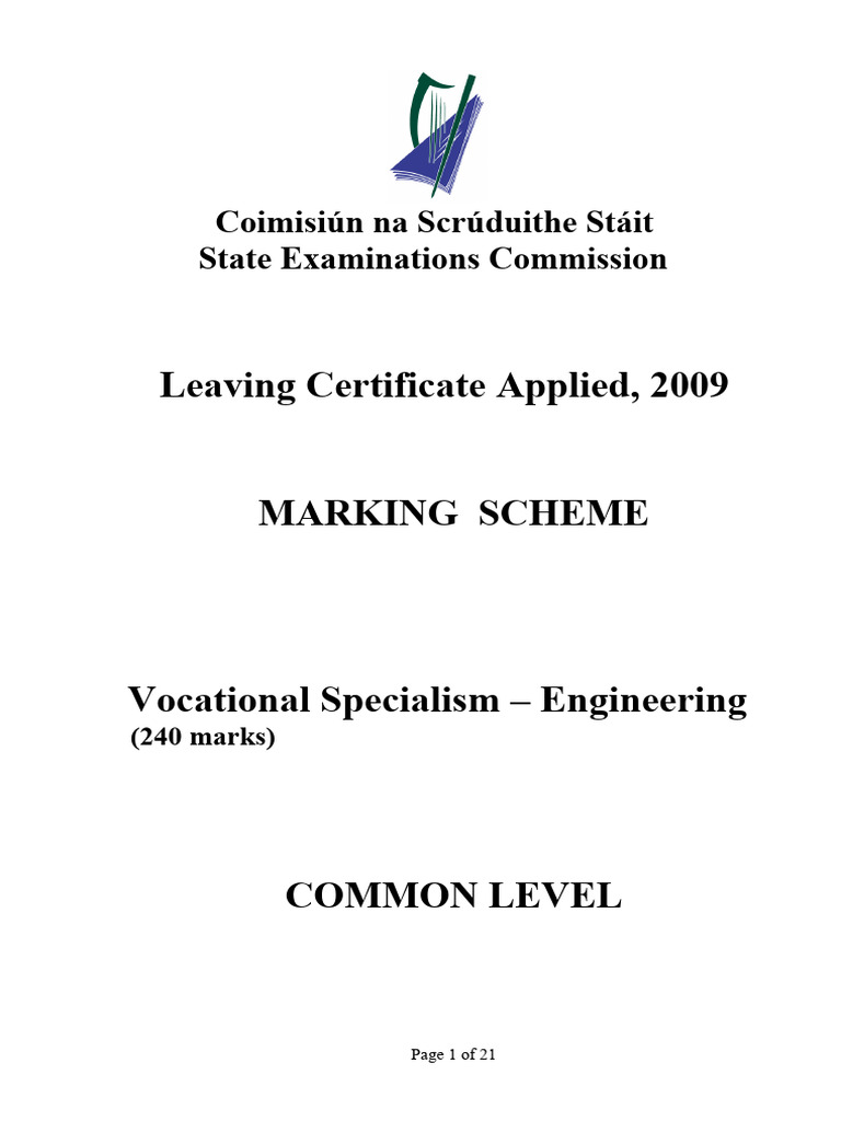 Engineering Marking Scheme 2009 | PDF | Electrical Network | Electrical ...
