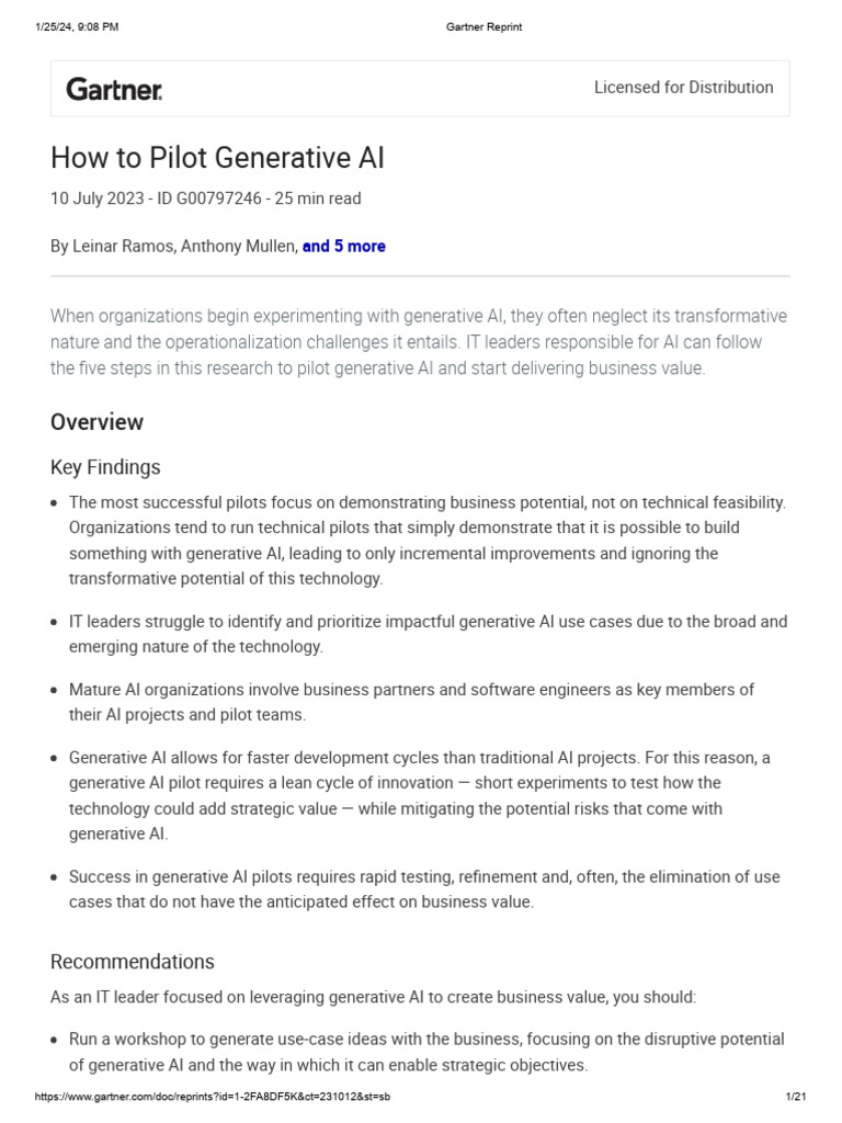 Gartner Reprint | PDF | Artificial Intelligence | Intelligence (AI ...