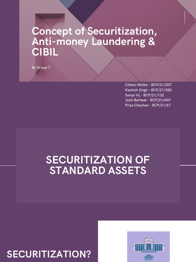 Concept of Securitisation of Standard Asset, Anti-Money Laundering ...