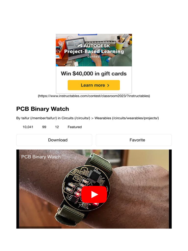 PCB Binary Watch - 6 Steps (with Pictures) - Instructables | PDF ...