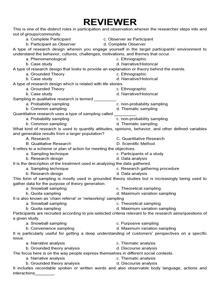 REVIEWER | Download Free PDF | Sampling (Statistics) | Case Study