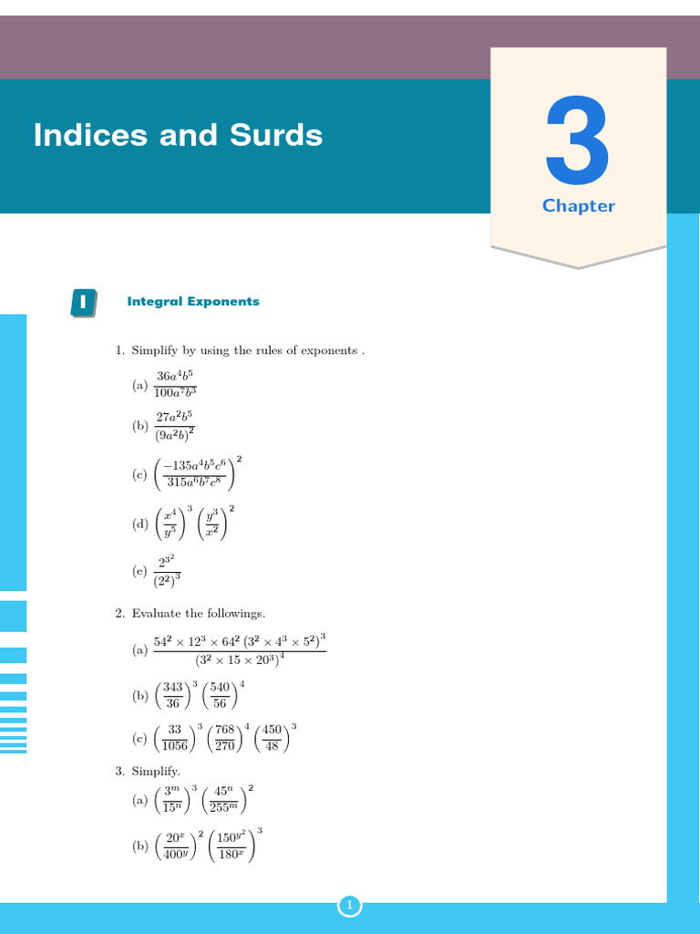 Indices and Surds - Assignment 1 | PDF