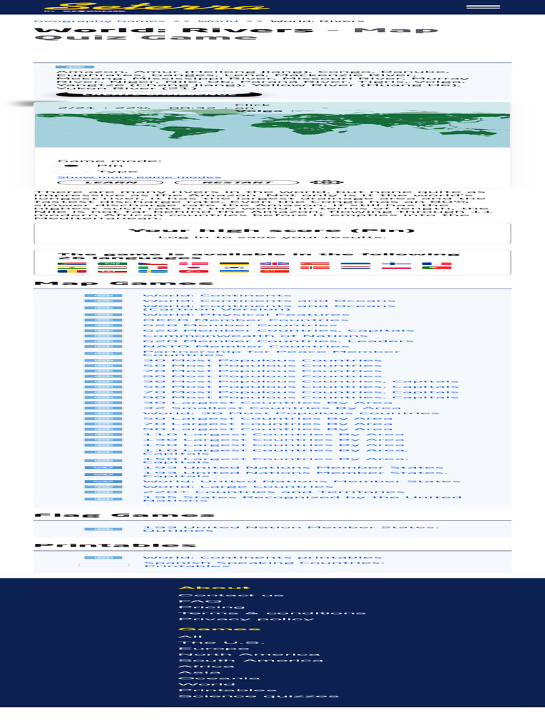 World Rivers - Map Quiz Game - Seterra | PDF | River | Physical Geography