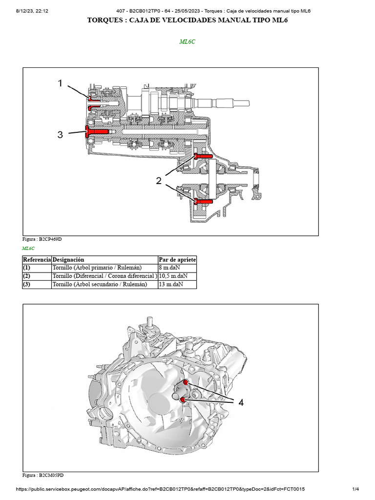 407 - B2CB012TP0 - 64 - 25 - 05 - 2023 - Torques - Caja de Velocidades ...