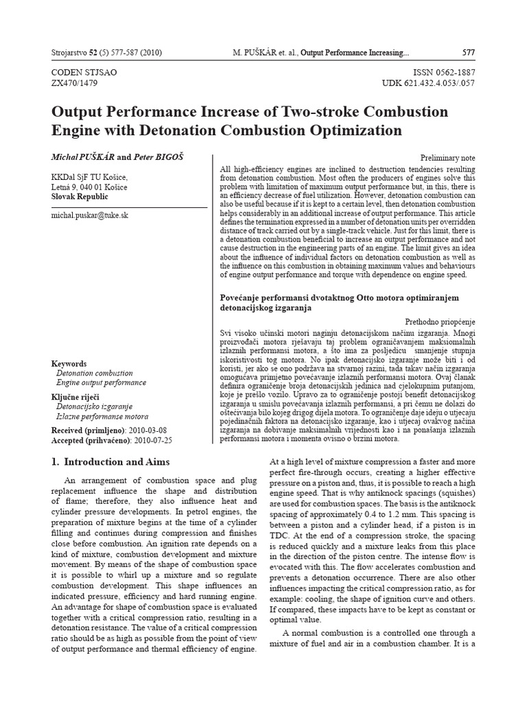 Output Performance Increase of Two-Stroke Combustion Engine With ...