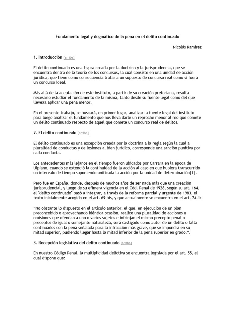 Fundamento del Delito Continuado y su Pena | PDF | Castigos | Intención ...