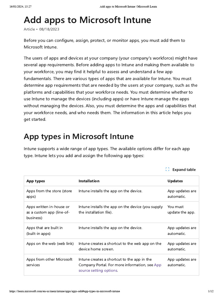 Add Apps To Microsoft Intune - Microsoft Learn | PDF | Mobile App | Ios