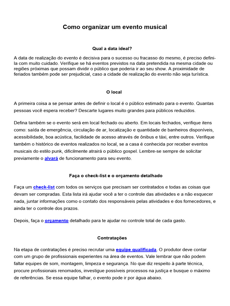 Como Organizar Um Evento Musical | PDF | DJ | Orçamento