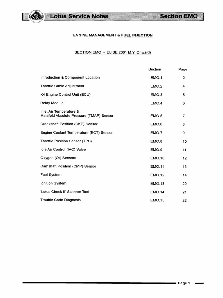 Lotus GB Engine Management EMO | PDF