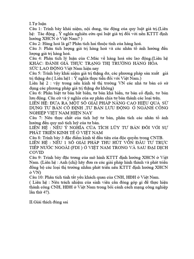 AJC KTCT- ĐỀ CƯƠNG KTCT MÁC LÊ NIN | PDF