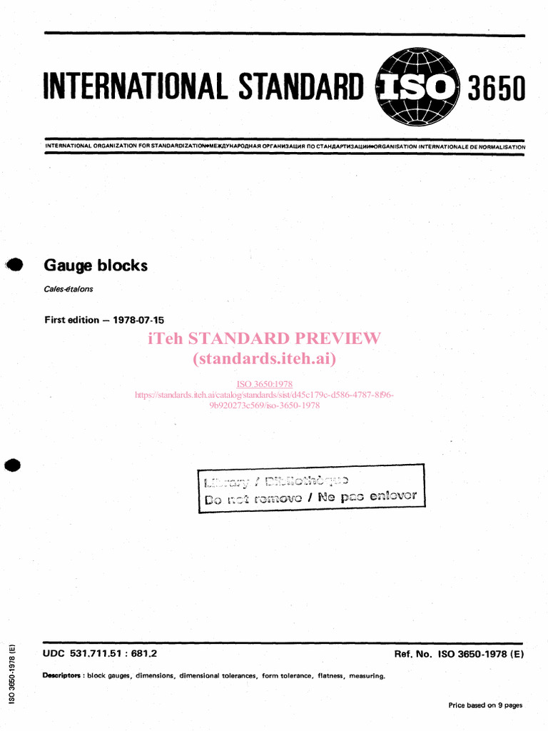 Iso-3650-1978 - Blocos Padrão | Download Free PDF | Engineering ...