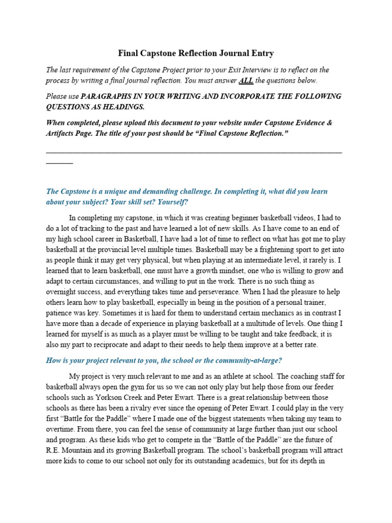 Capstone Final Reflection | PDF | Disciplines | Cognition