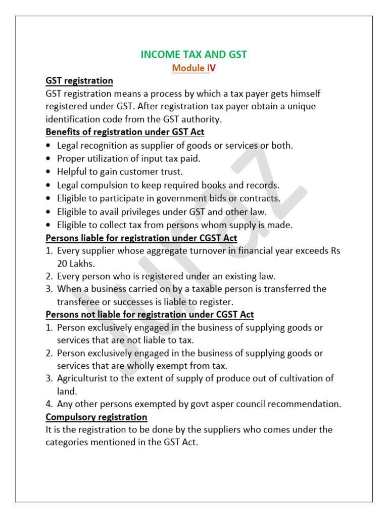 Module IV - Income Tax and GST | PDF | Invoice | Value Added Tax