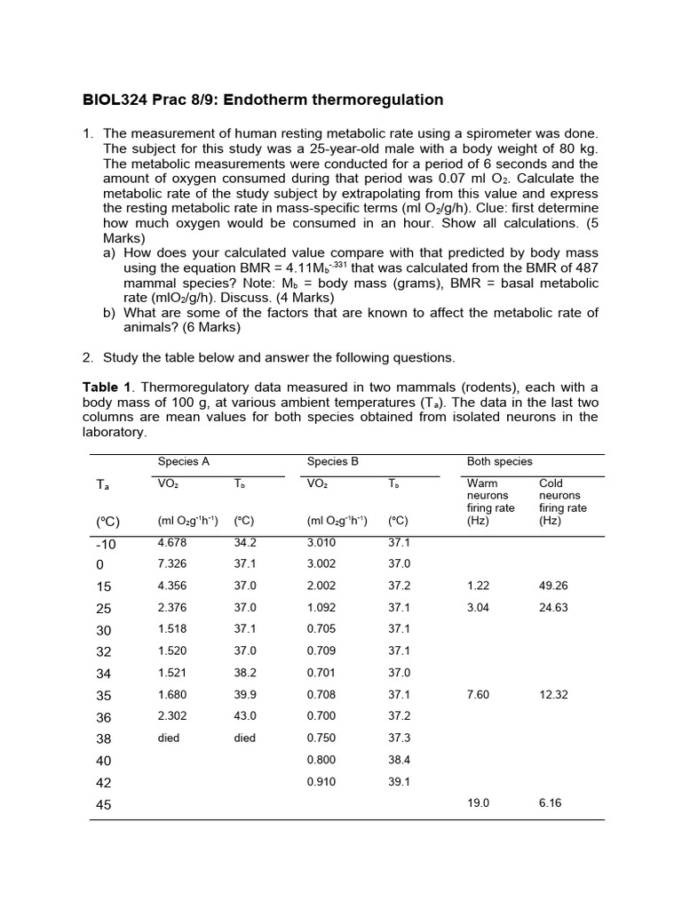 Endotherm Thermoregulation Study Analysis | PDF | Physiology | Biology