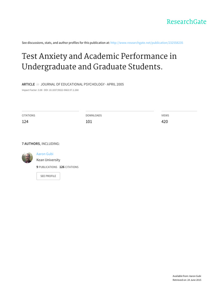 Test Anxiety's Impact on Student Performance | PDF | Career & Growth