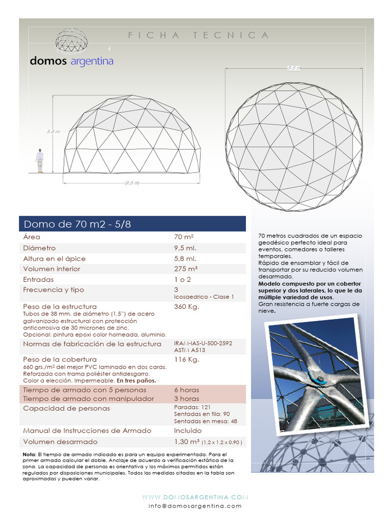Domos_Argentina-Ficha_Tecnica-Domo_70_m2 | PDF