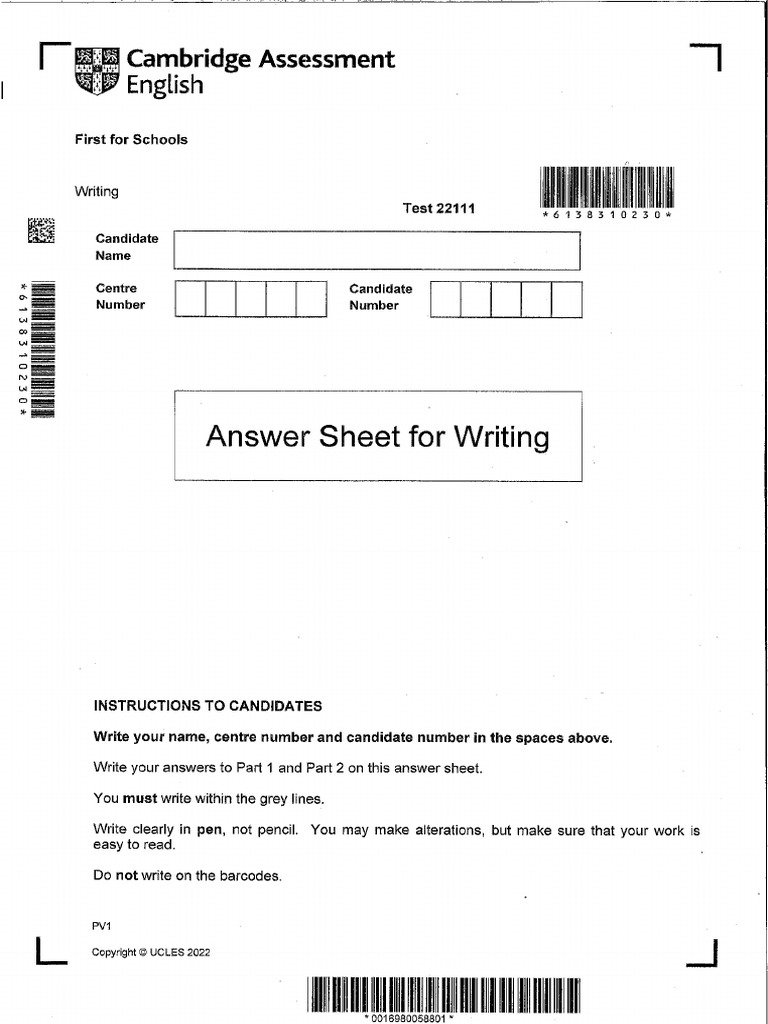 B2 Writing Answer Sheet 24.05.2024 | PDF