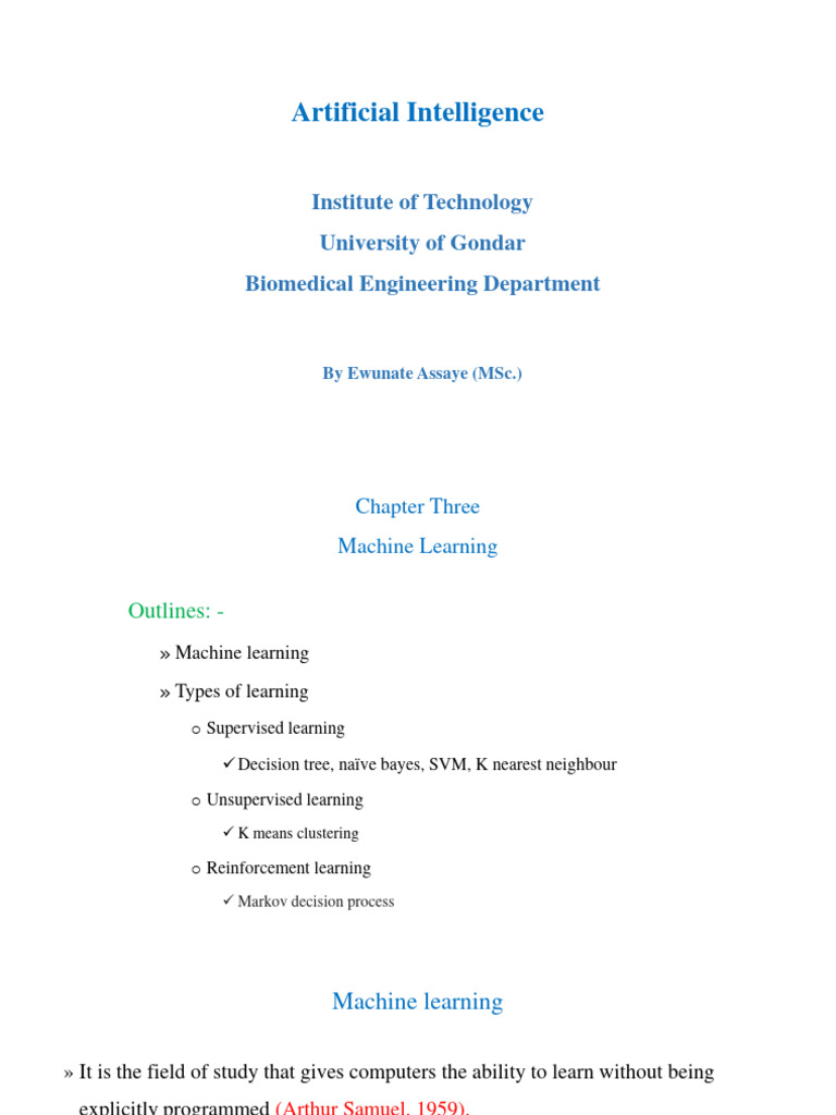 AI Chapter 3 part 1 | PDF | Machine Learning | Artificial Intelligence