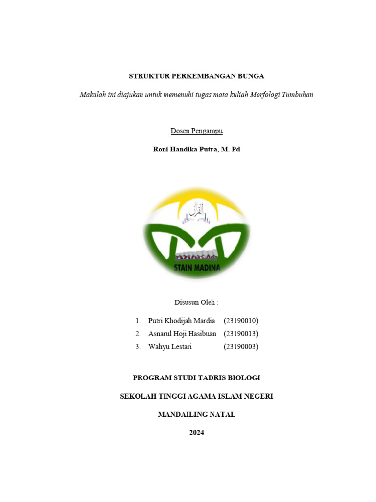 Struktur Perkembangan Bunga. | PDF