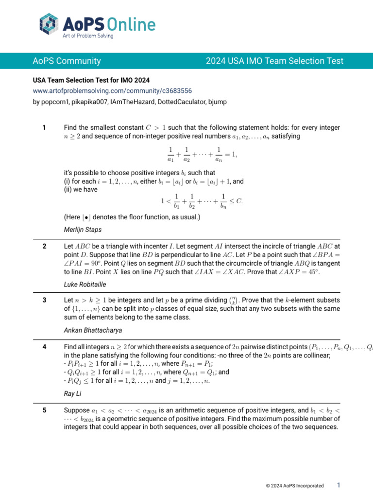 Usa TST 2024 | PDF | Mathematical Logic | Mathematics
