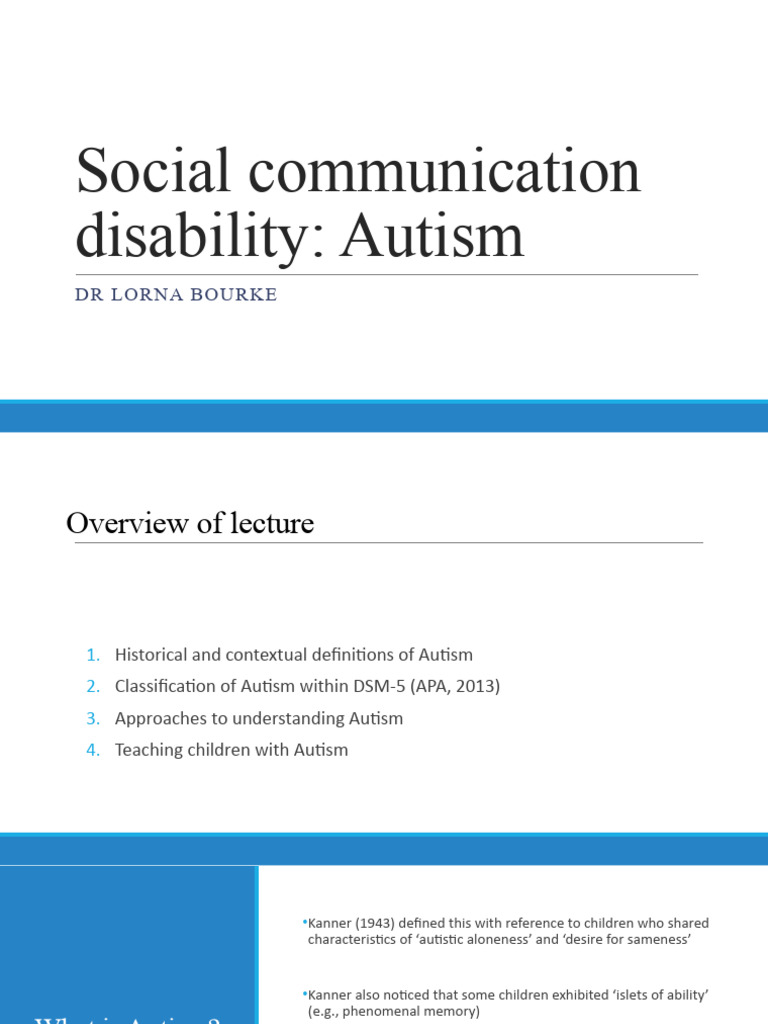 Lecture 7 Social Communication - Autism 2024 3 | PDF | Autism Spectrum ...