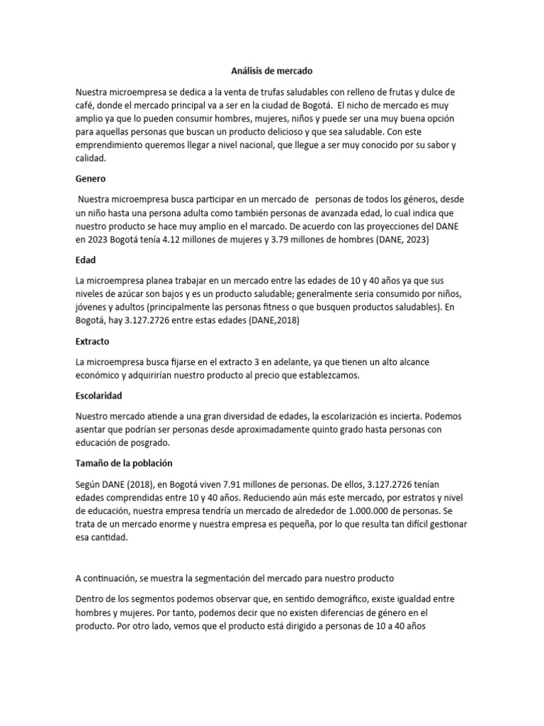 Analisis de mercado | PDF | Mercado (economía) | Business