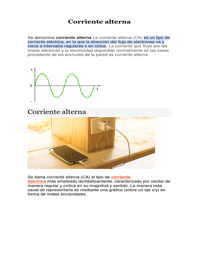 Corriente Alterna: Definición y Características | PDF | Métodos y ...