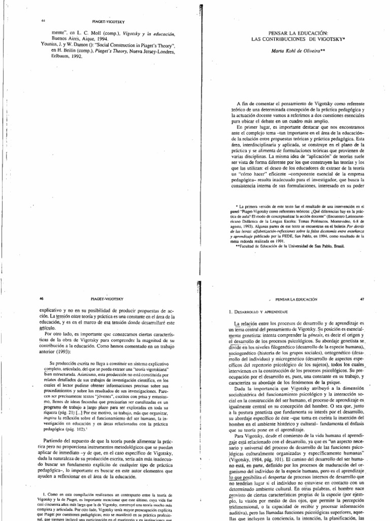 Contribuciones de Vigotsky a la Educación | PDF | Aprendizaje | Sicología