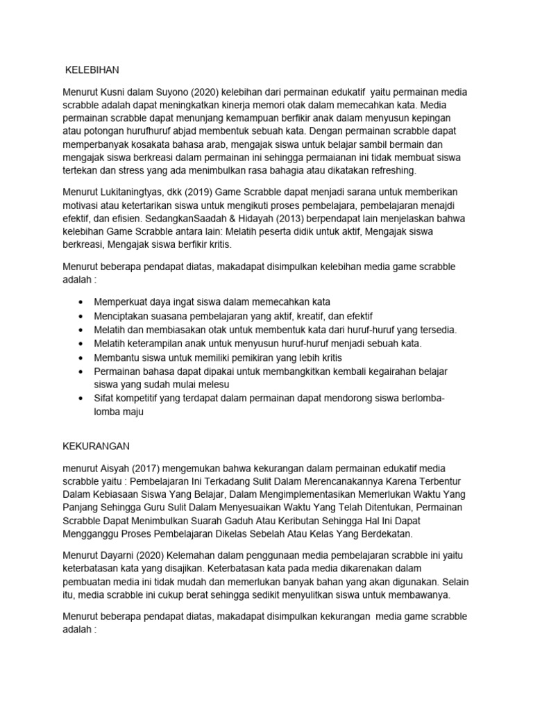Kelebihan Dan Kekurangan Scarbble | PDF