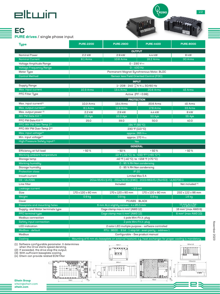 Eltwin PURE Drive Specifications Overview | PDF | Electrical Equipment | Electrical Engineering