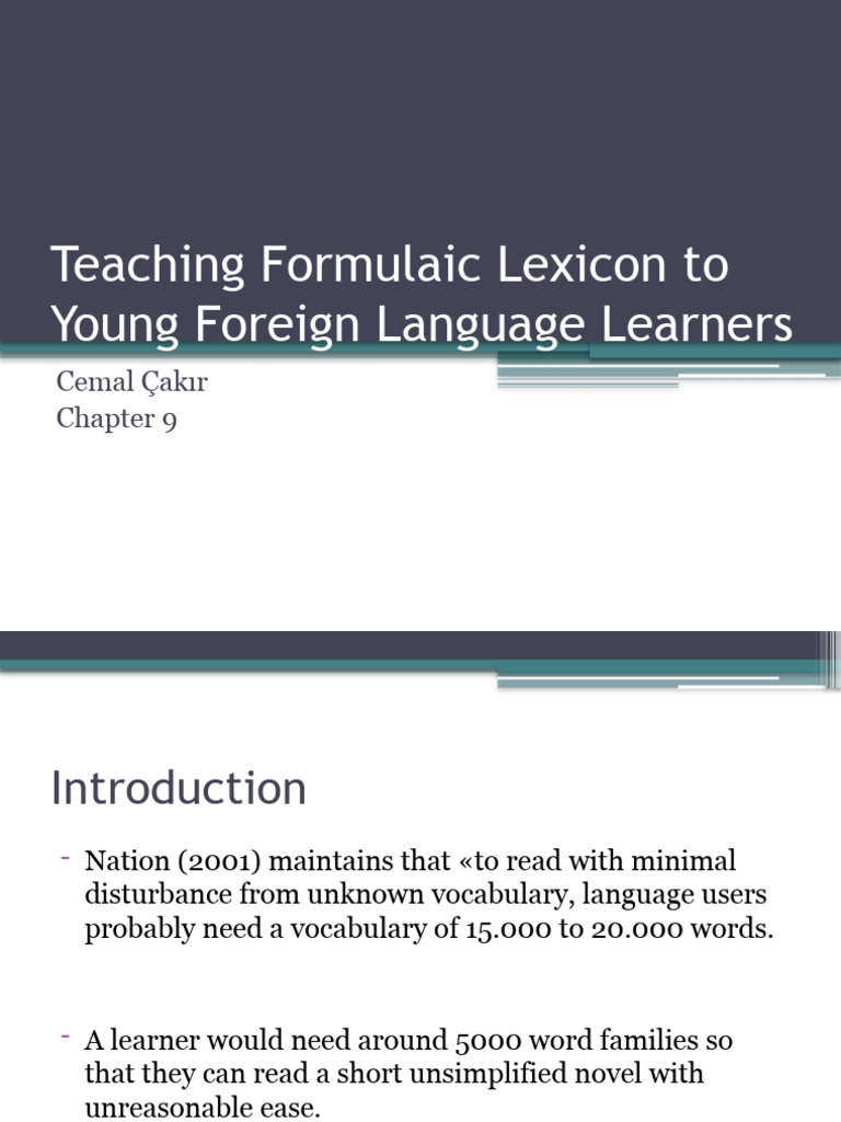 Teaching Formulaic Lexicon to Kids | PDF | Second Language | Lexicon