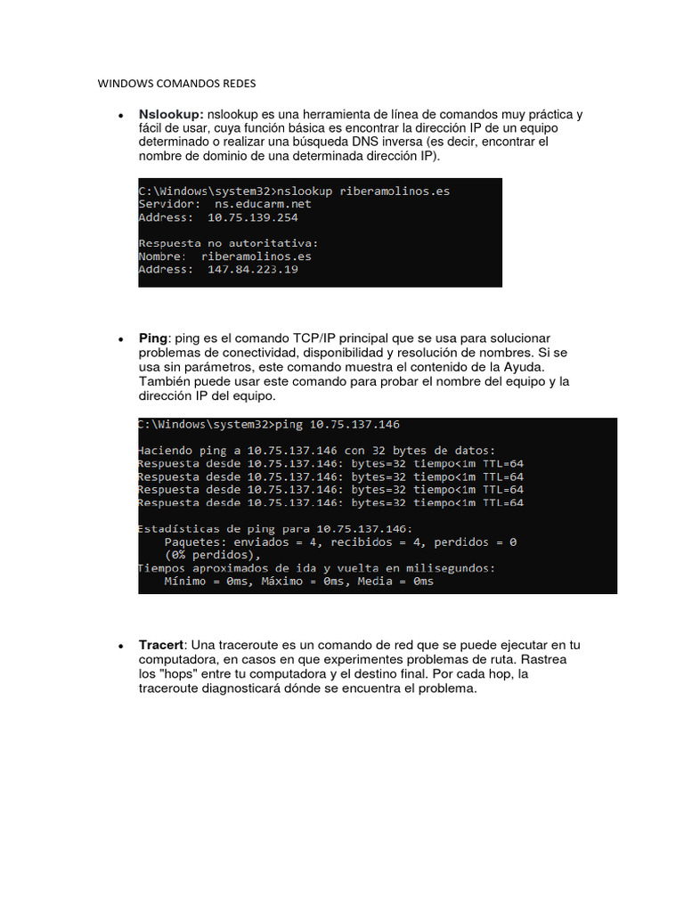 Windows Comandos Redes | PDF