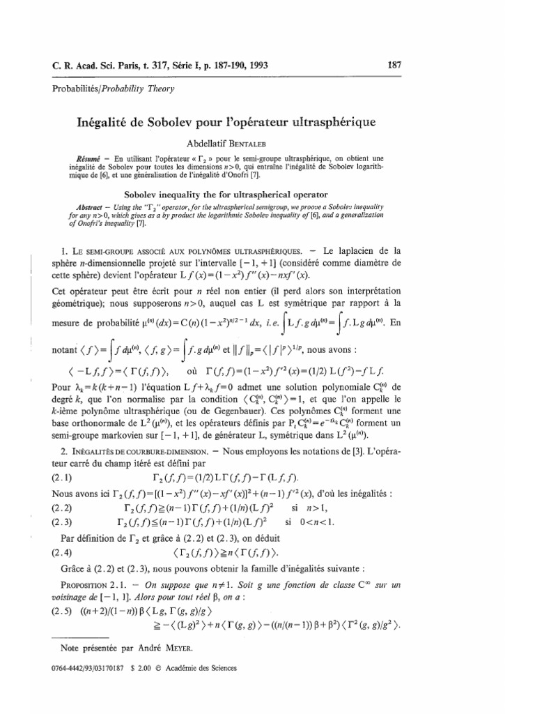 Inegalite de Sobolev Ultraspherique | PDF