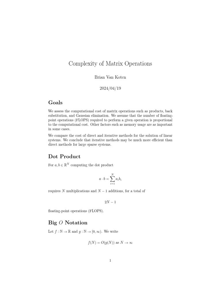 17 Complexity Matrix Operations | Download Free PDF | Matrix (Mathematics) | Algorithms And Data ...