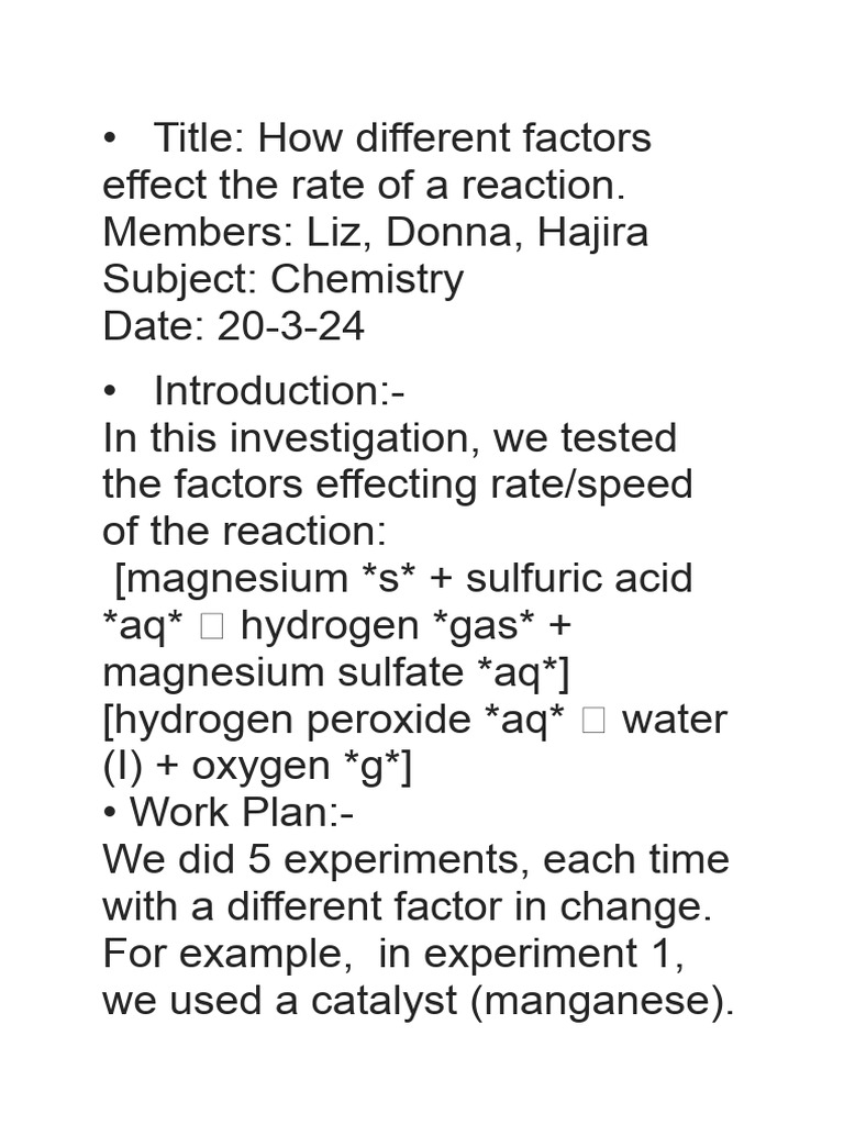Chemistry Reaction Rates | PDF | Catalysis | Chemical Reactions