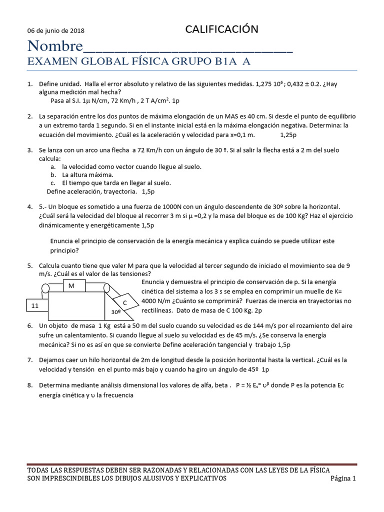 Modelo Global Física A | PDF | Velocidad | Masa