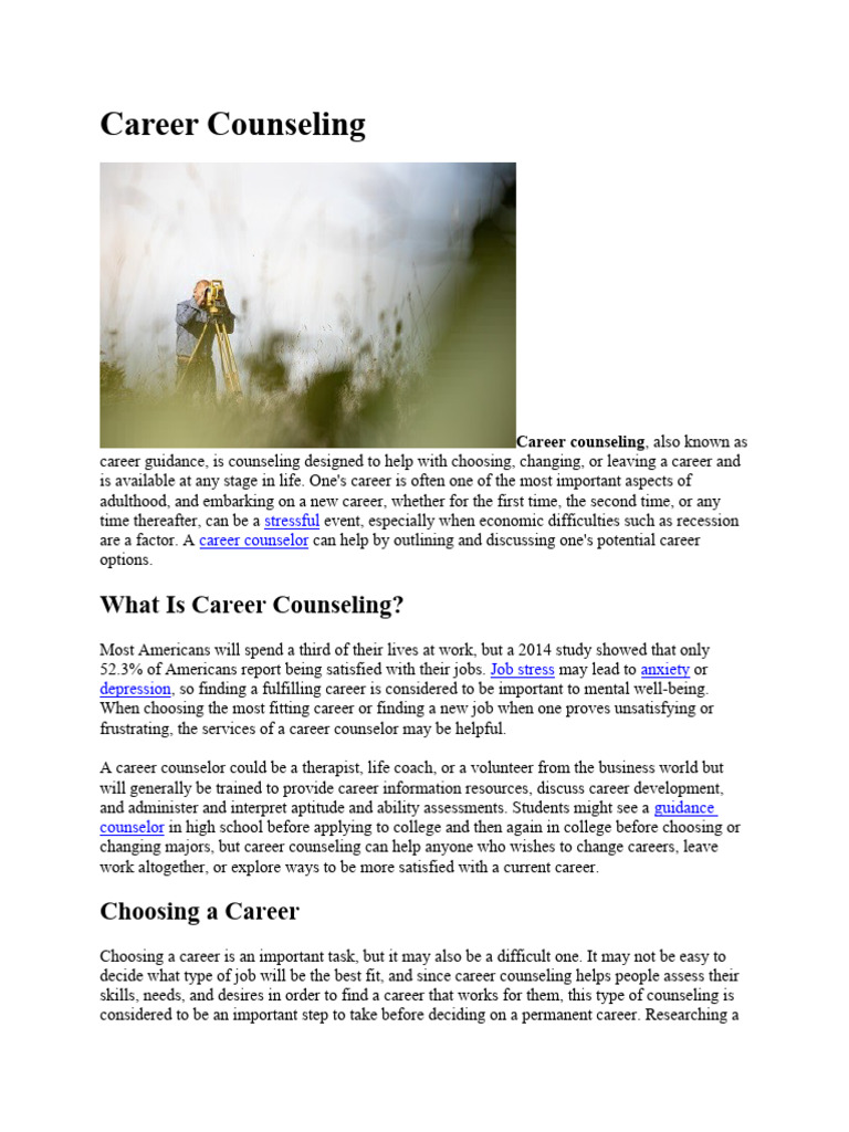 Career Counseling Pdf Psychotherapy Behavior Modification