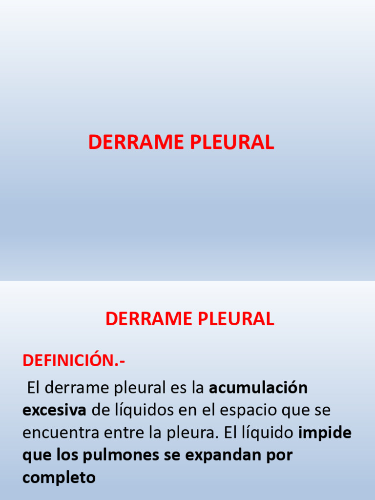 Definición y Tratamiento del Derrame Pleural | PDF | Especialidades ...