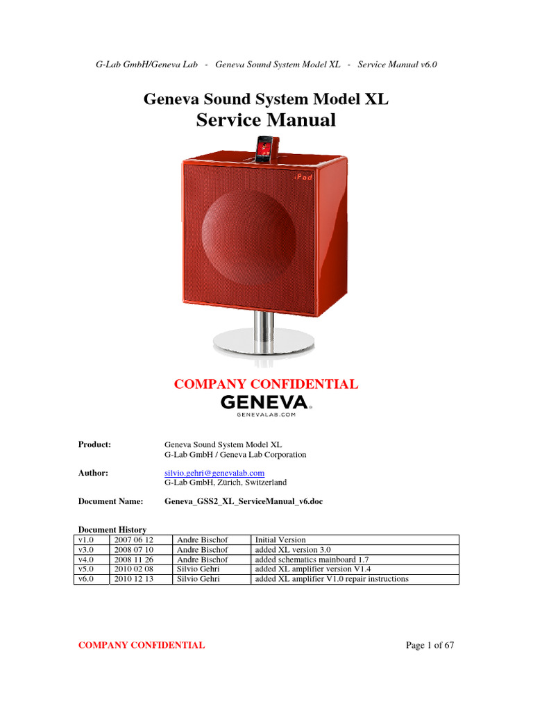 Geneva GSS2 XL ServiceManual v6 | PDF | Loudspeaker | Amplifier