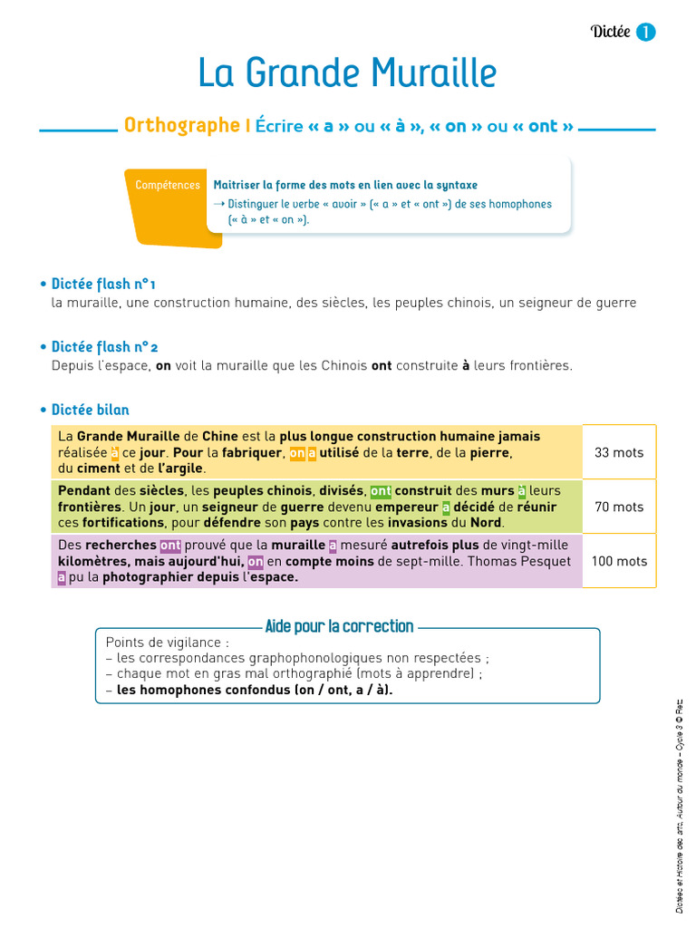 PDF Dictees Flash Et Bilan 1-25 | PDF