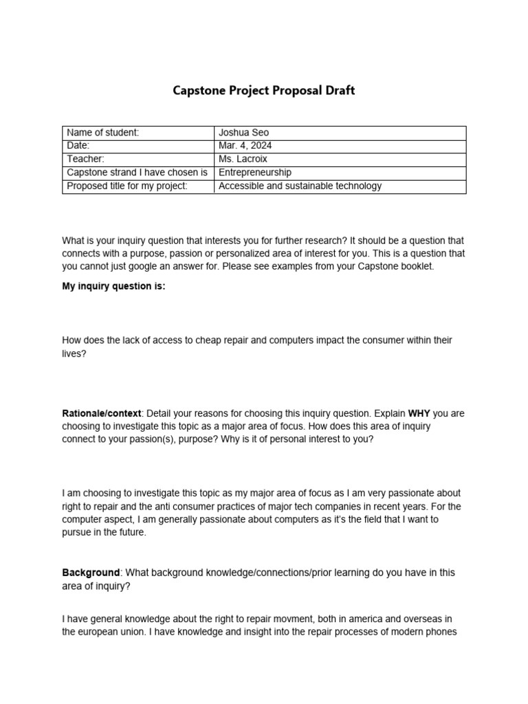 Good Copy of Draft Proposal | PDF | Mentorship | Knowledge