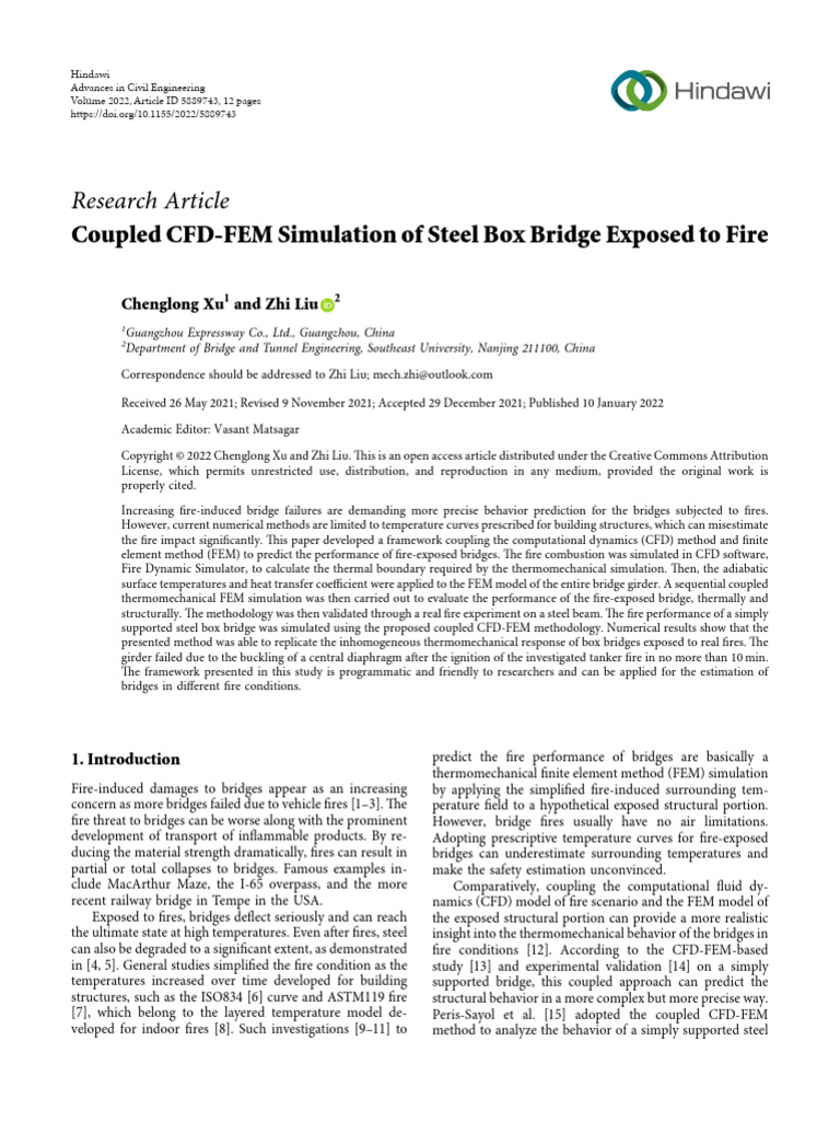 Coupled CFD-FEM Simulation of Steel Box Bridge Exposed To Fire | PDF ...