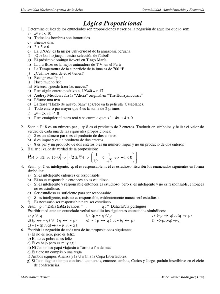 Lógica Proposicional 2023 | PDF | Proposición | Verdad